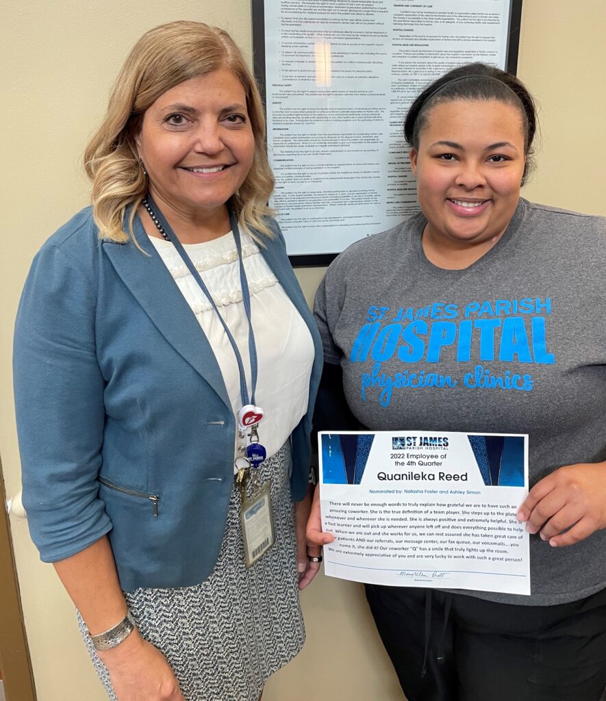 2022 Employee of the 4th Quarter - St. James Parish Hospital